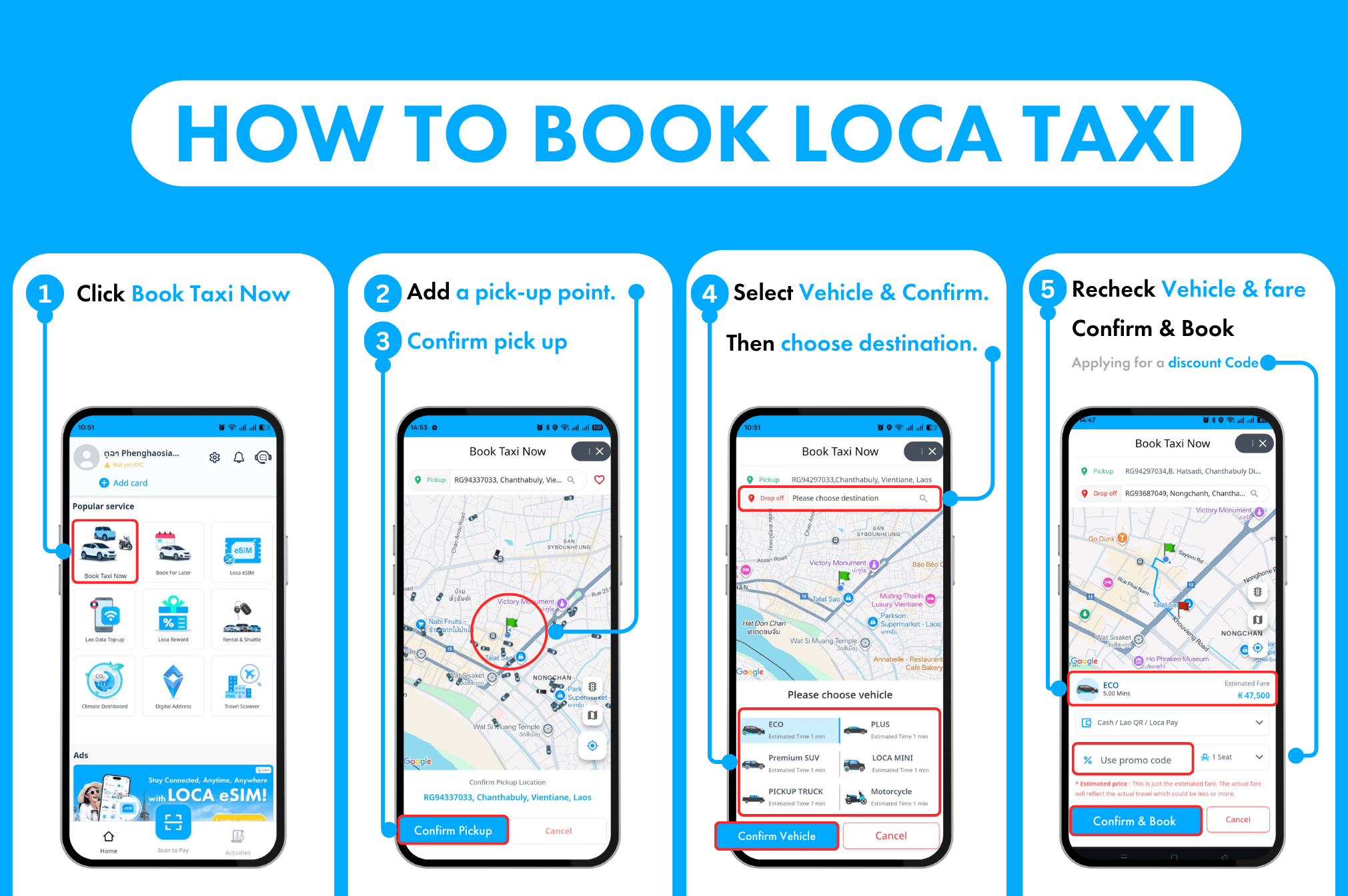 How TO BOOK LOCA TAXI - LOCA Laos